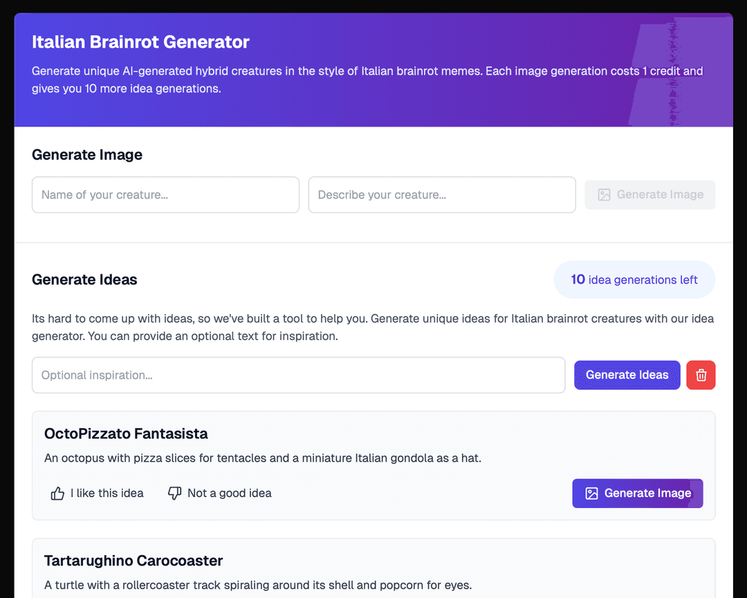 Italian Brainrot Generator - Create Viral Meme Characters